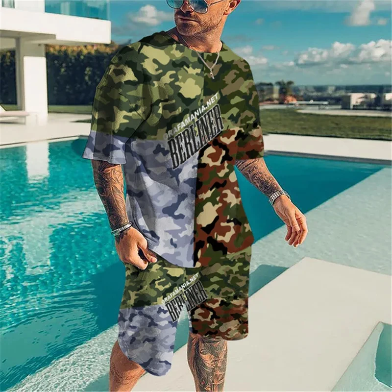 Military-Men-T-shirt-Set-Tracksuit-Camouflage-3D-Printed-Short-Sleeve ...