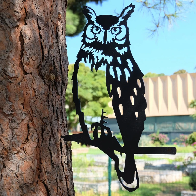 Owl Birds Stake Eagle Black Iron Tree Wrought - Cutegiftie