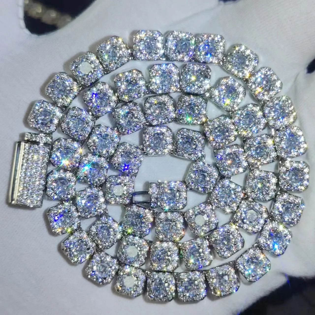 Clustered-Diamond-Tennis-Chain-Miami-Cuban-Link-Chain-for-Women-7MM ...