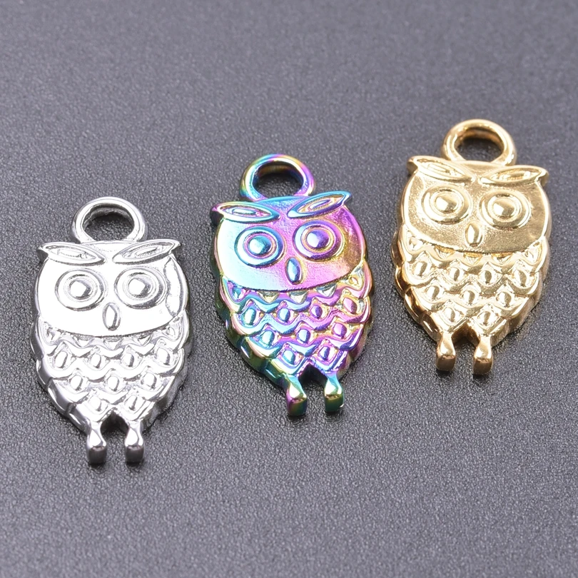 Kawaii-Owl-Pendant-Rainbow-Gold-Silver-Color-Animal-Charm-Titanium ...