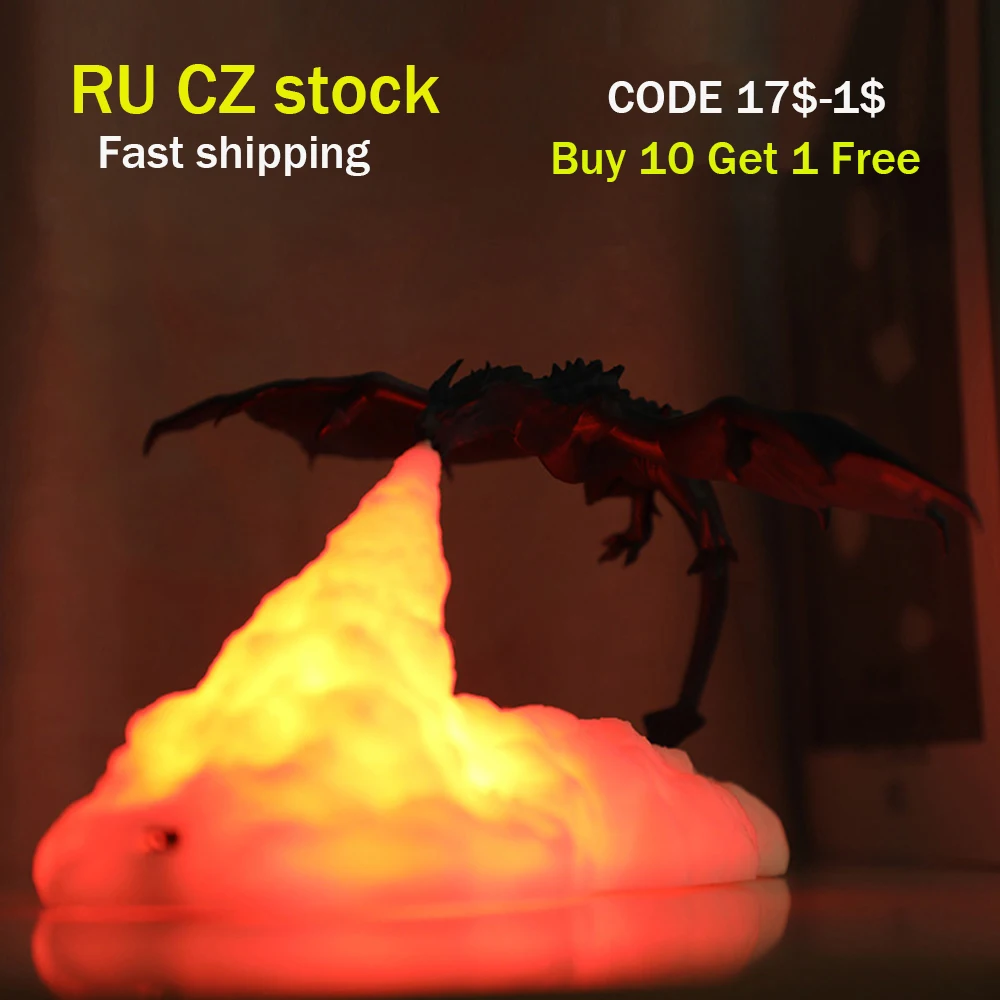 Newest 3D Printed LED Dragon Lamps As Night Light For Home Hot Sale ...