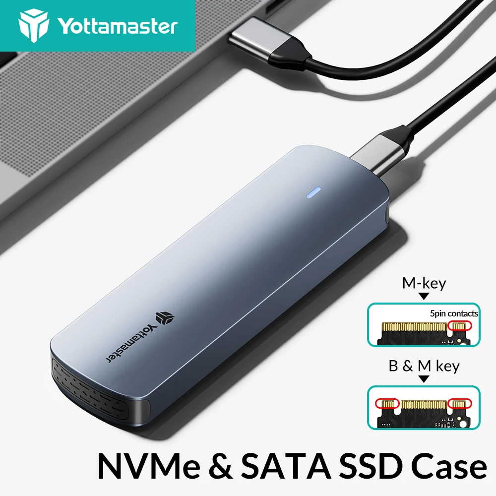 Yottamaster-NVMe-SATA-SSD-Case-Type-C-10Gbps-NVMe-PCIE-and-5Gbps-SATA ...