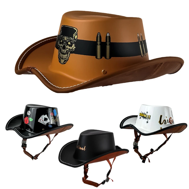 Retro-Motorcycle-Half-Helmet-Western-Cowboy-Motorcycle-Helmet-Children ...