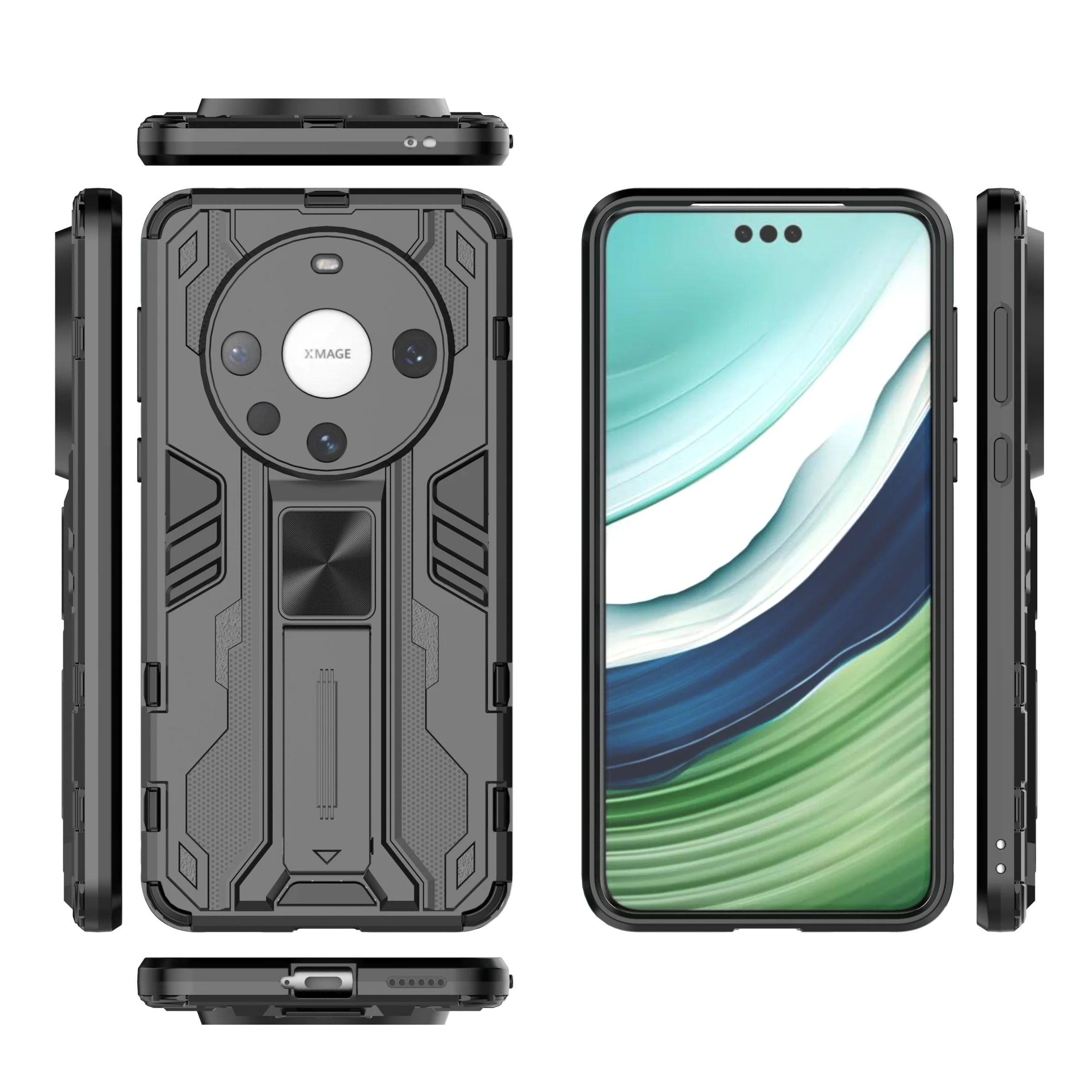 Shockproof Armor Magnetic Case with Holder and Stand - Durable Silicone ...