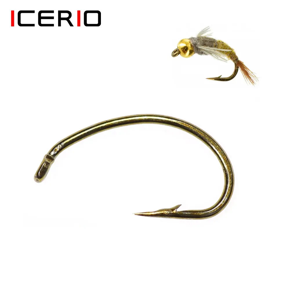 500PCS Bronze Color Sharp Fly Hook Nymph Bug Shrimp Pupae Larvae Caddis ...