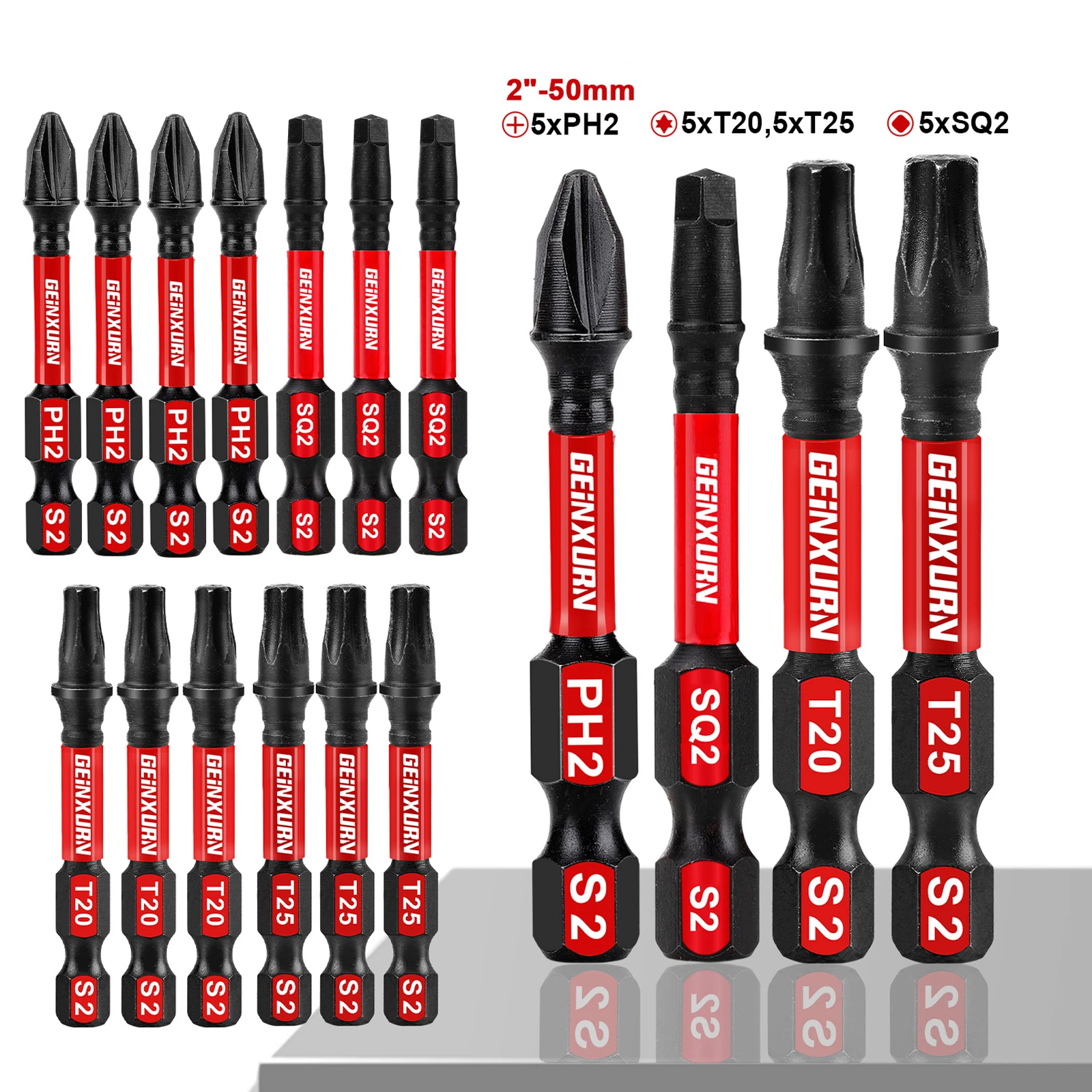 GEINXURN-Screwdriver-Bit-Set-with-PH1-PH2-PH3-SQ2-T20-T25-SL8-SL10-and ...