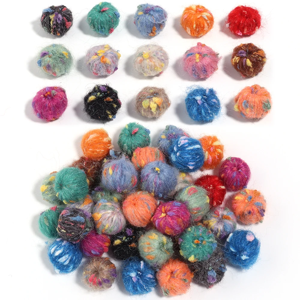 10pcs 16×13mm Soft Pompom Balls Perforated Wool Ball Handmade Kids Toys ...