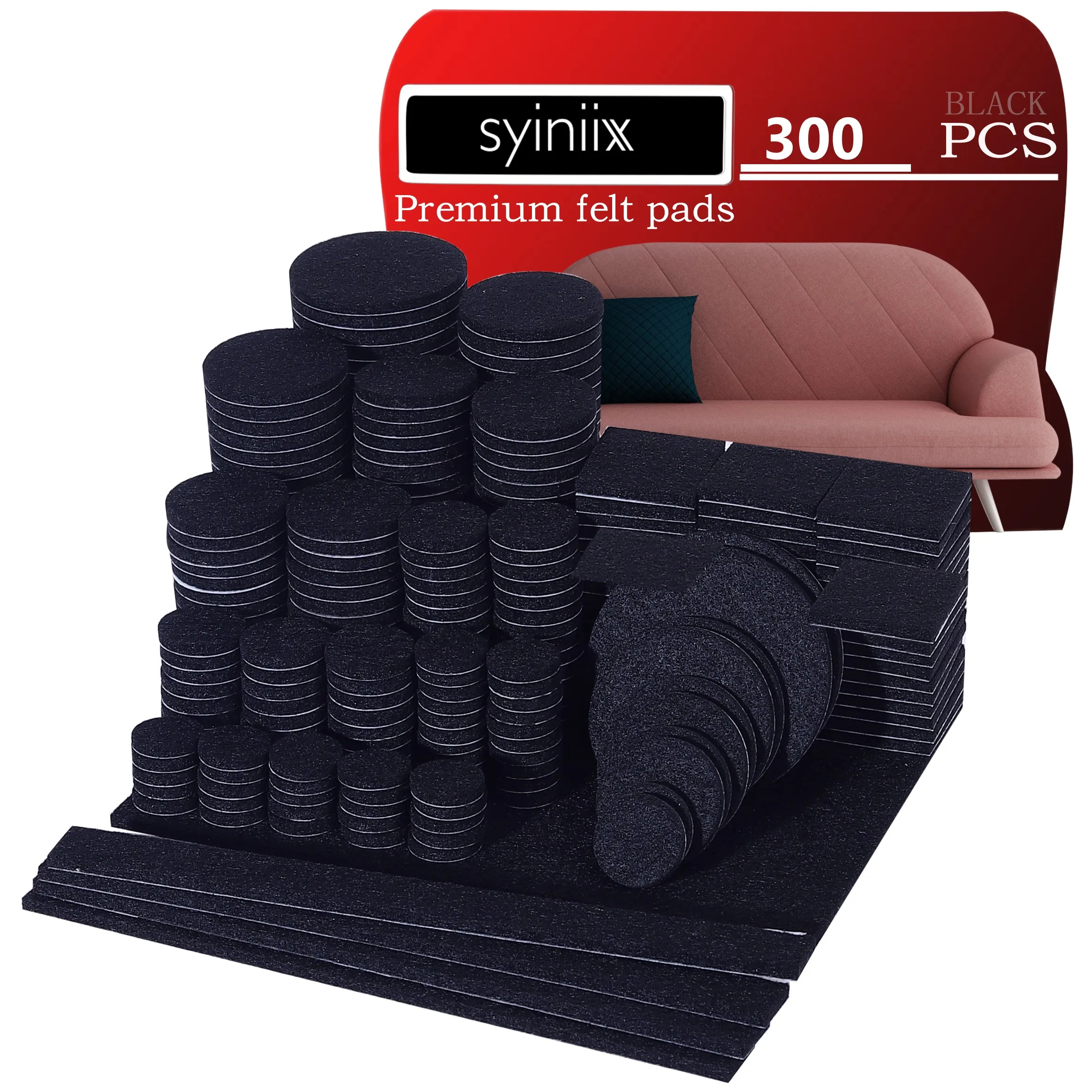 300pcs Furniture Felt Pads - Self Adhesive, Cuttable, Anti-Scratch ...