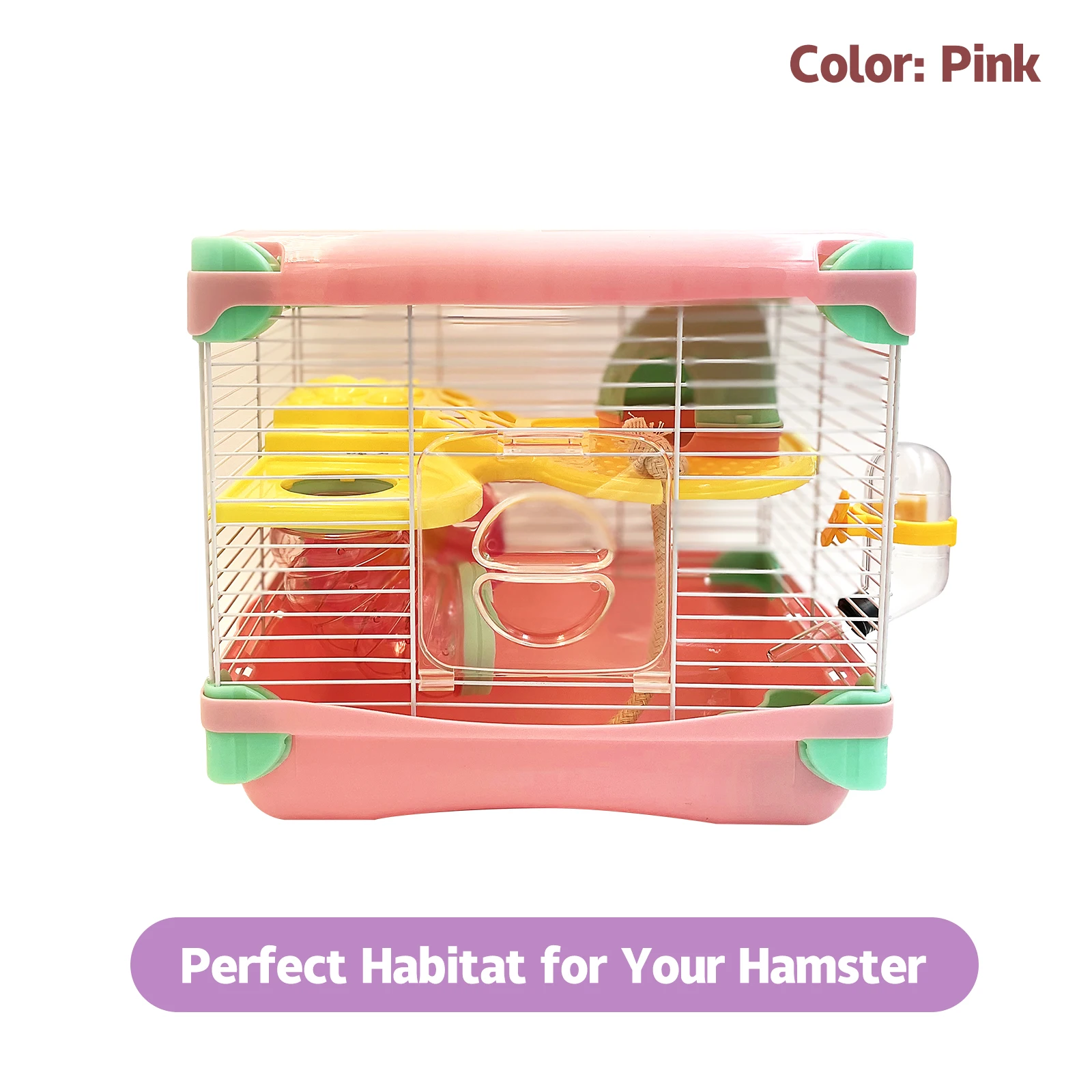 Hamster-Cage-2-Layers-with-Tunnels-Exercise-Wheel-and-Hideout-Travel ...