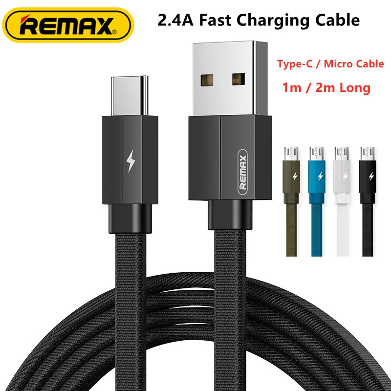 Remax-2-4A-Fast-Charging-Cable-2-1A-2M-Length-Cable-Type-C-Micro-USB ...