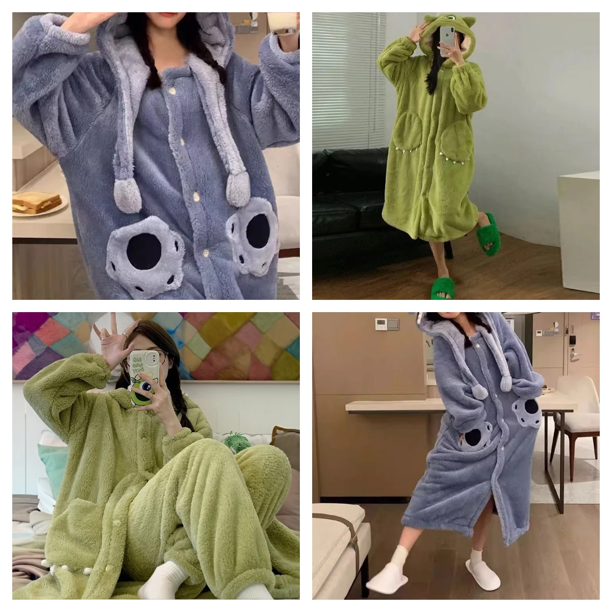 Long-Pacha-Dog-Pajamas-Female-Winter-Coral-Velvet-Plush-Thickened ...