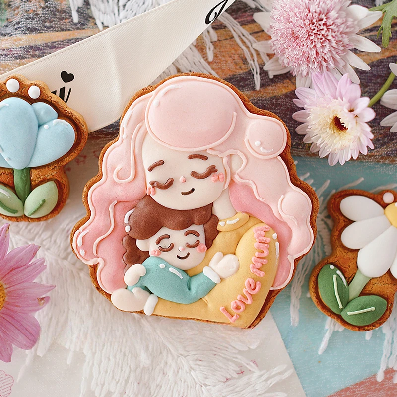 Mother-s-Day-Biscuit-Molds-Mom-Baby-hug-Cookie-Cutter-and-Stamp-Flower ...
