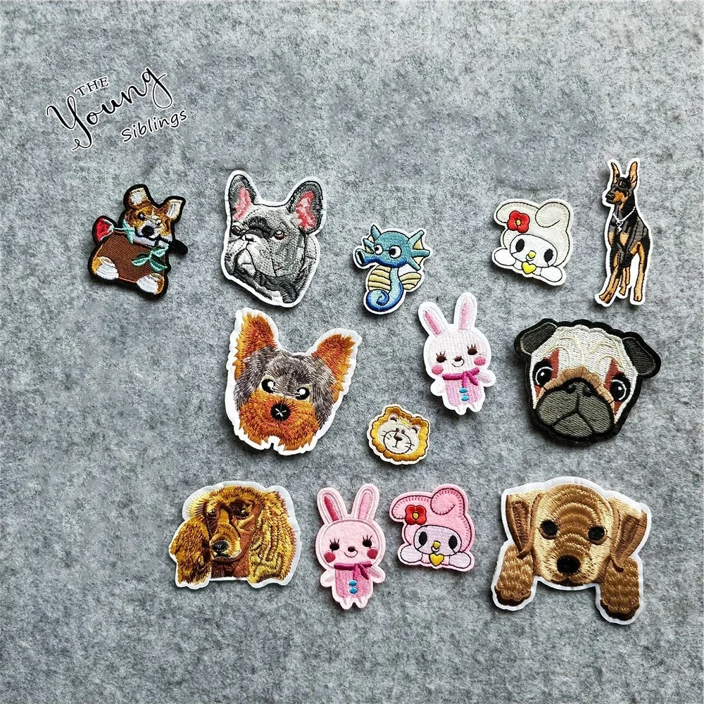 Cartoon-Animal-Embroidered-Iron-On-Patches-For-Clothes-Sewing-Dog-Hippo ...