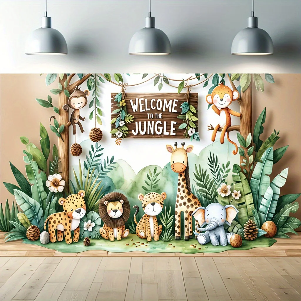 Animal Forest Photography Backdrop Vinyl jungle Plants Photo Background ...