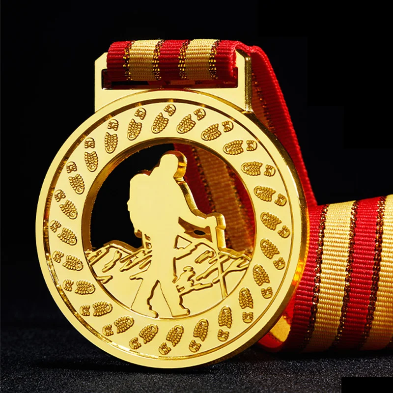 Customized Mountaineering Medal, Mountain Cross Country Sports, Golden ...