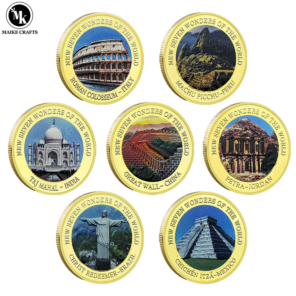 7-pcs-set-New-Seven-Wonders-of-the-World-Gold-plated-Commemorative-Coin ...