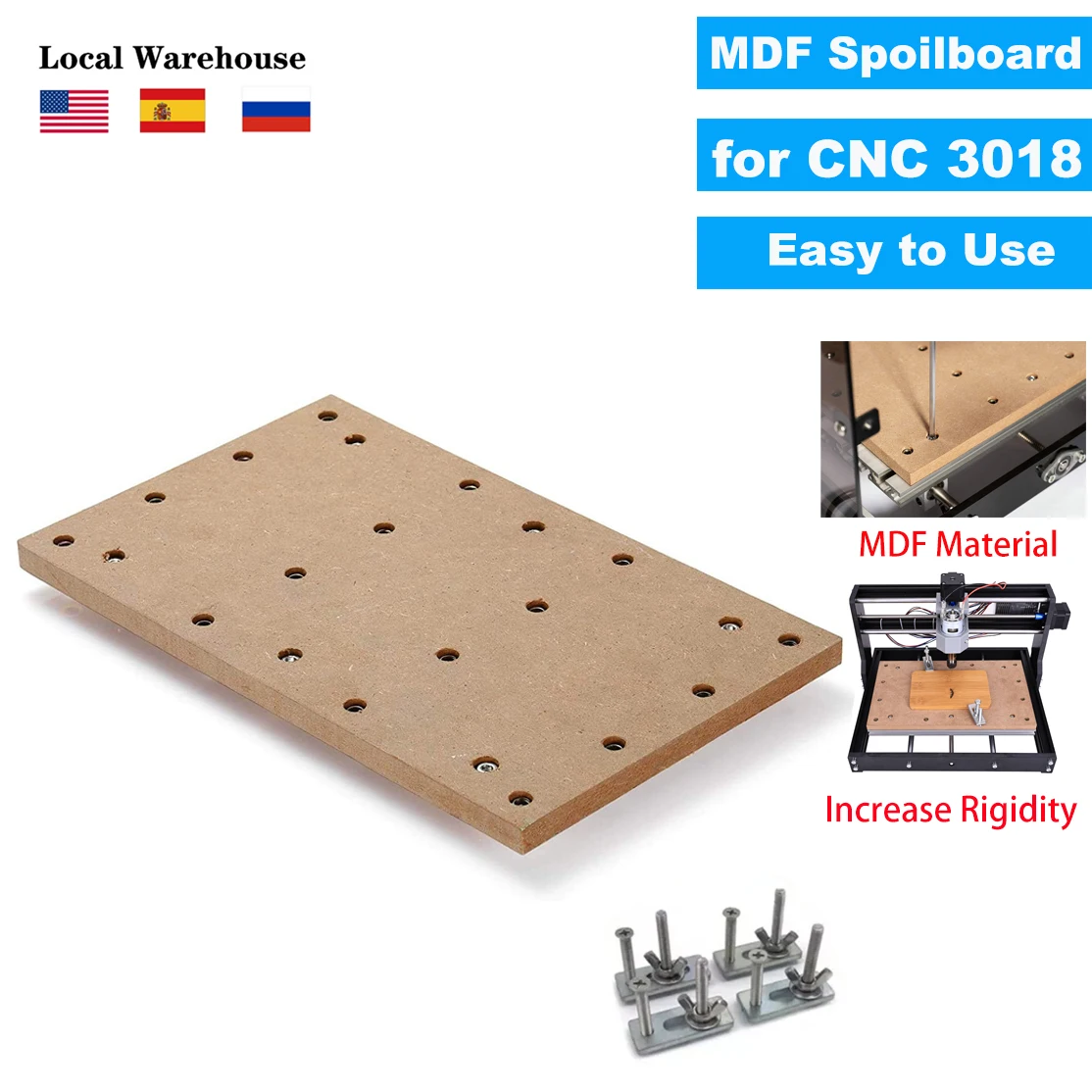 MDF Spoilboard Workbench Protection Board For CNC 30*18 with Pre ...