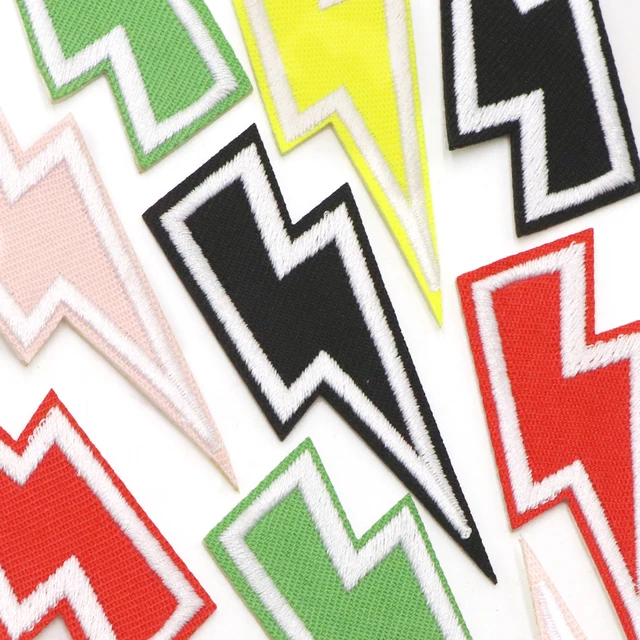 Linen Fabric Honbay 18-Pack Lightning Patches - Iron-On Or Sew-On Black ...