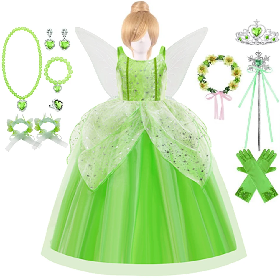 TinkerBell-Girl-Princess-Dress-for-Girls-Costume-Kids-Cosplay-Green ...