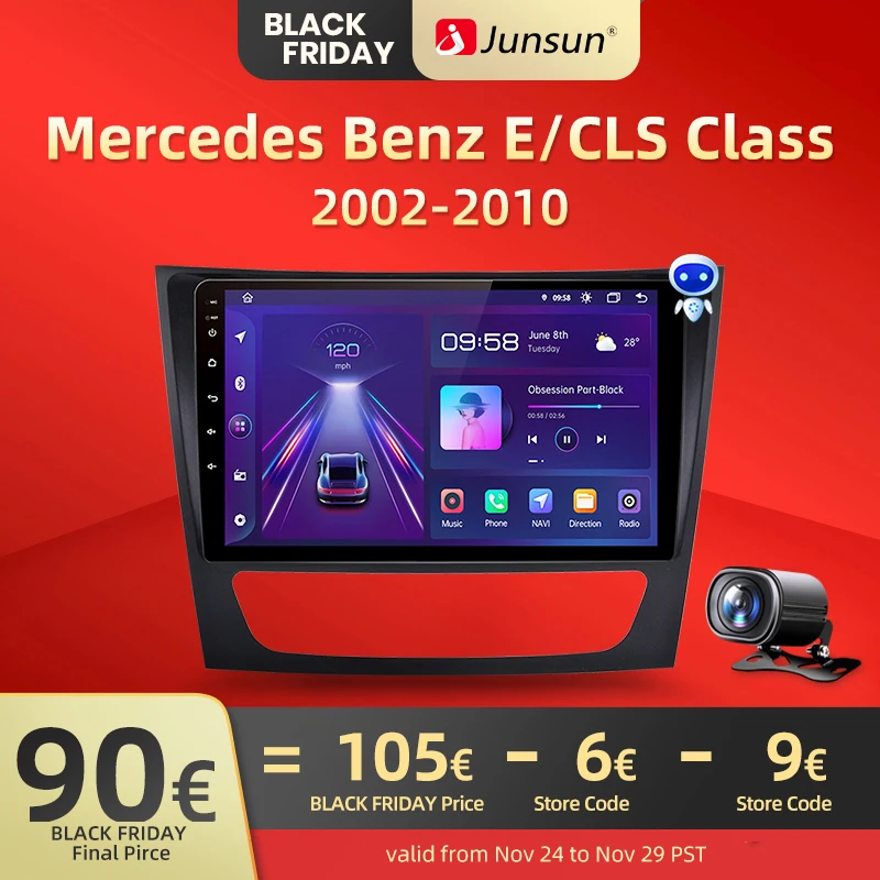 Junsun V1pro AI Voice 2 din Android Auto Radio for Mercedes Benz W211 E300 2002-2010 Car Radio ...