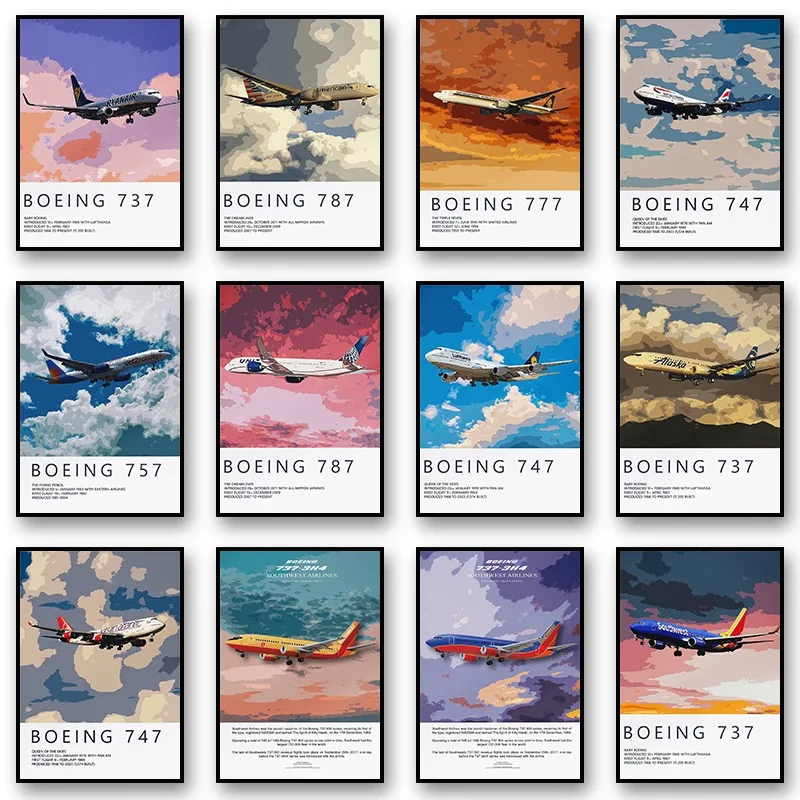 American-Airlines-Boeing-787-Posters-Aviation-Pilot-Plane-Prints-Canvas ...