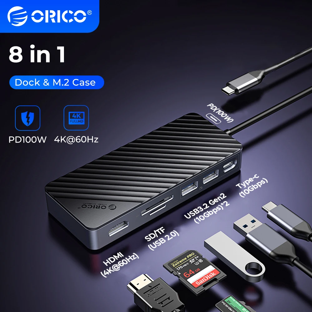ORICO-M-2-NVME-SATA-SSD-8TB-USB-C-HUB-with-SSD-Enclosure-Laptop-Docking ...