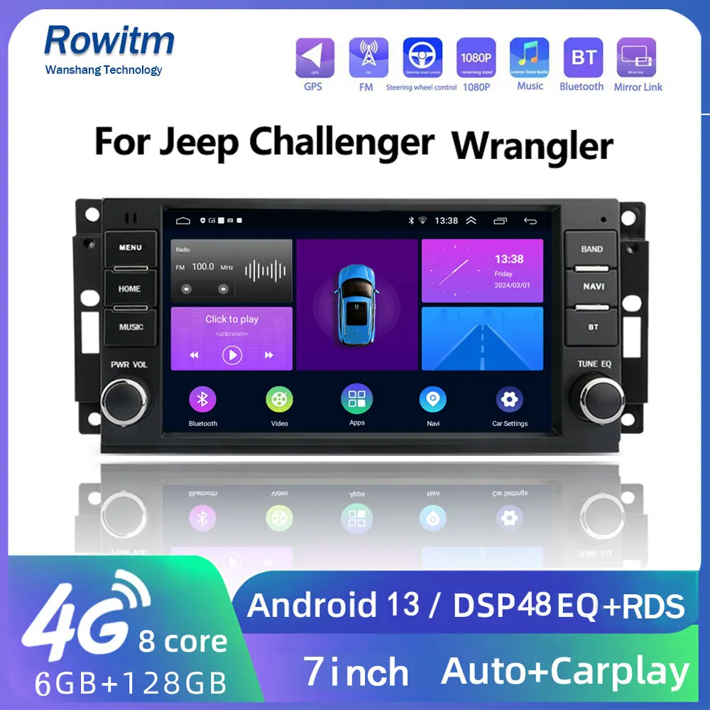 For-2Din-Car-android-Stereo-GPS-Player-Ram-Challenger-Jeep-Wrangler-JK ...