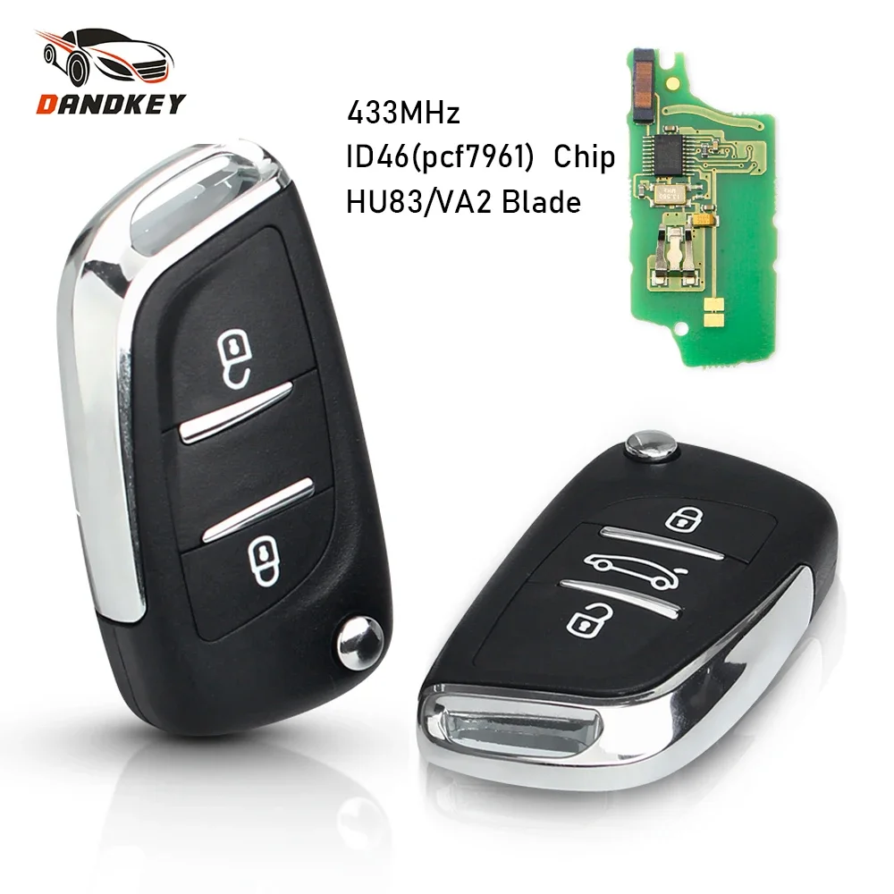 Dandkey-Car-433Mhz-Fob-Modified-ID46-Chip-Remote-Key-2-3-Buttons-FSK ...