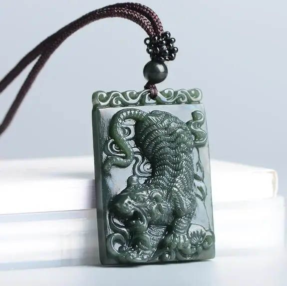 Green-Jade-tiger-jade-Pendant-Fashion-Runes-Necklace-Jewellery-Chinese ...