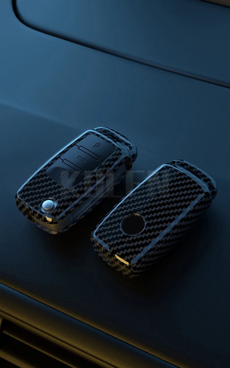 Seuil de porte voiture,Coque de clé de voiture en fibre de carbone ABS ...