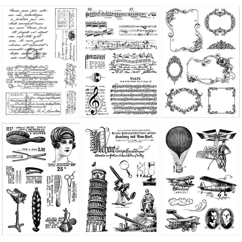 Vintage-Text-Architecture-Series-Clear-Silicone-Stamps-Journal-Handbook ...