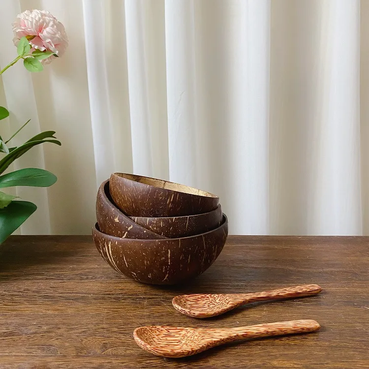 Natural-coconut-bowl-set-handmade-coconut-shell-tableware-Decorative ...
