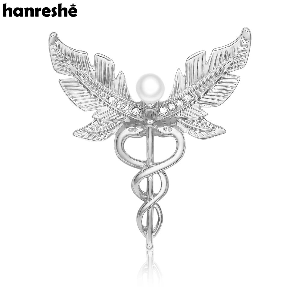 Hanreshe-exquisito-Pin-de-Caduceo-broche-m-dico-de-perlas-insignia-de ...