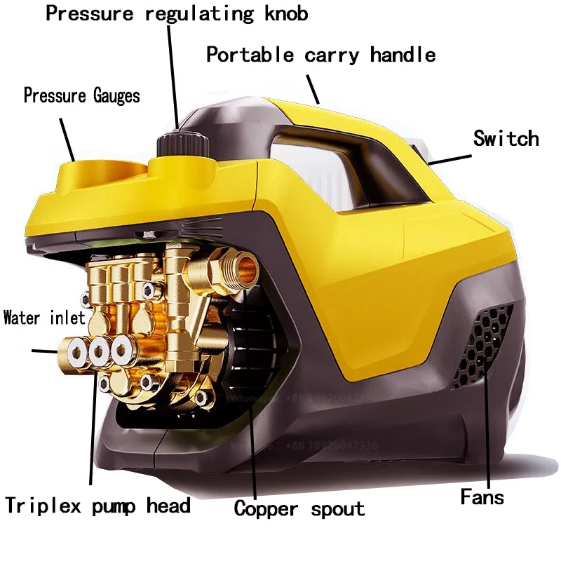 105Bar-High-Pressure-1400W-Portable-IPX5-Waterproof-For-Auto-Home ...