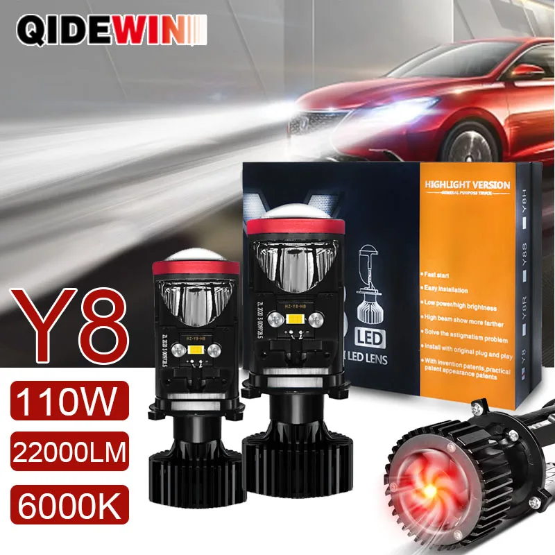BI-LED-Y8-Auto-Mini-Lens-LED-H4-Headlight-Bulb-Conversion-Kit-High-Low ...