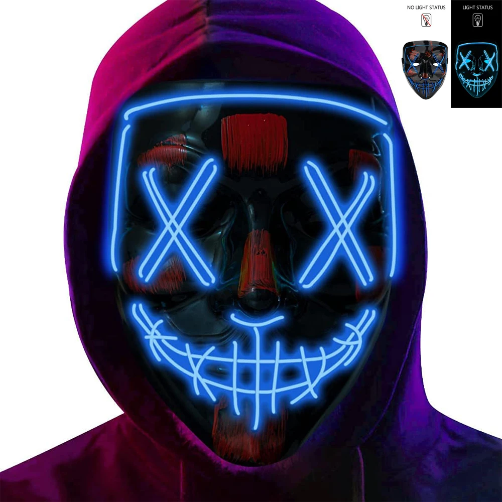 Halloween-Purge-Mask-LED-Light-Up-Scary-for-Festival-Cosplay-Alien ...