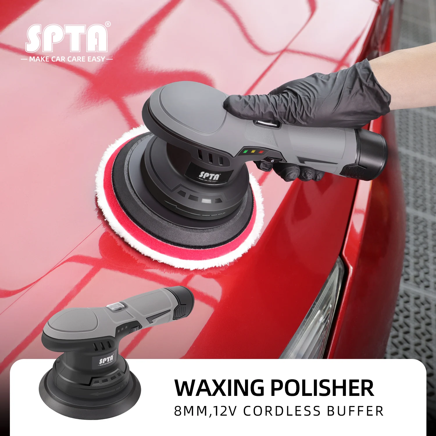 Spta 12v Cordless Polisher Da Buffer With 2 2.0ah Battery Variable ...
