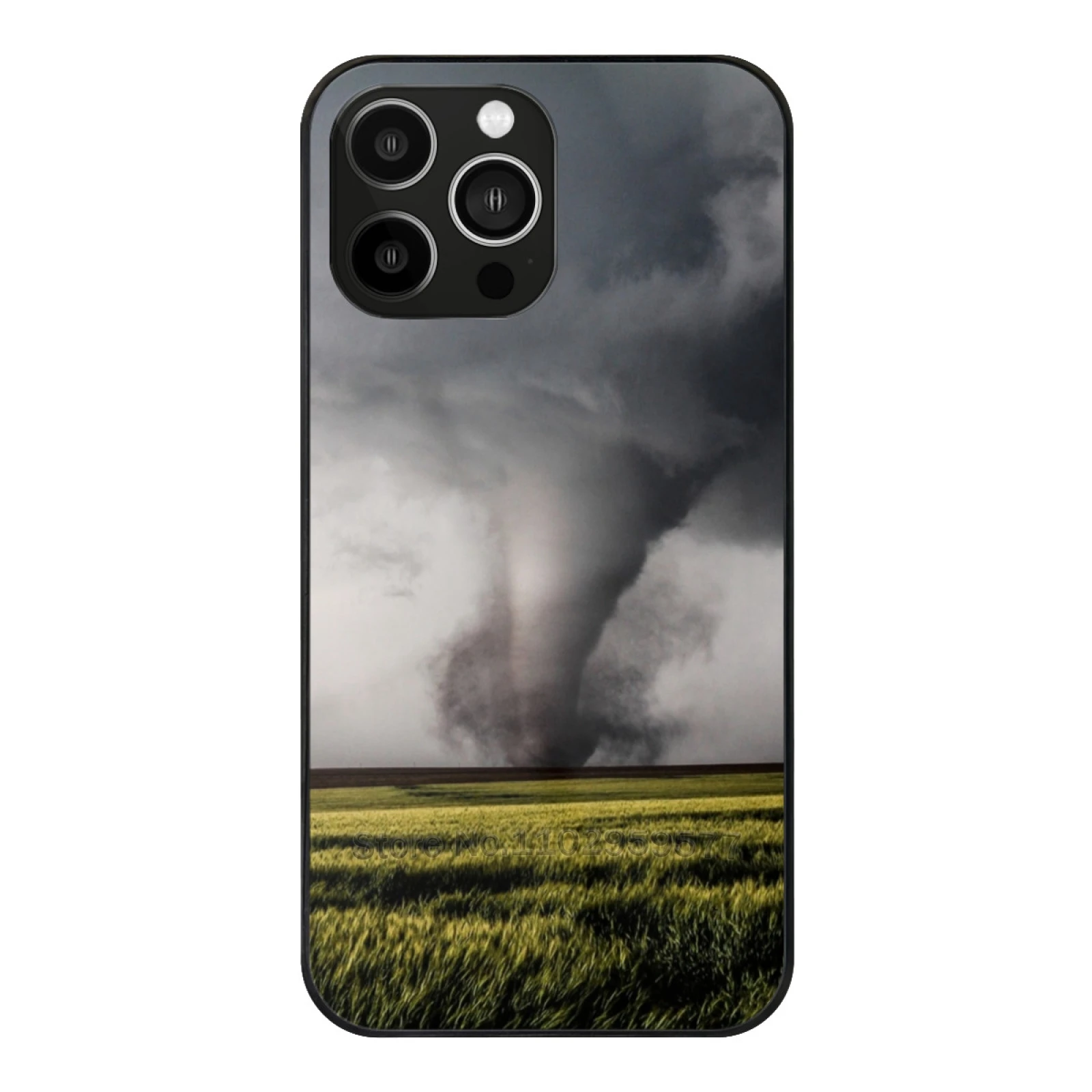 Tornado On The Ground Tempered Glass Case For Iphone 11 12 13 14 15 Pro Max Mini 7 8 X Xr Xs ...