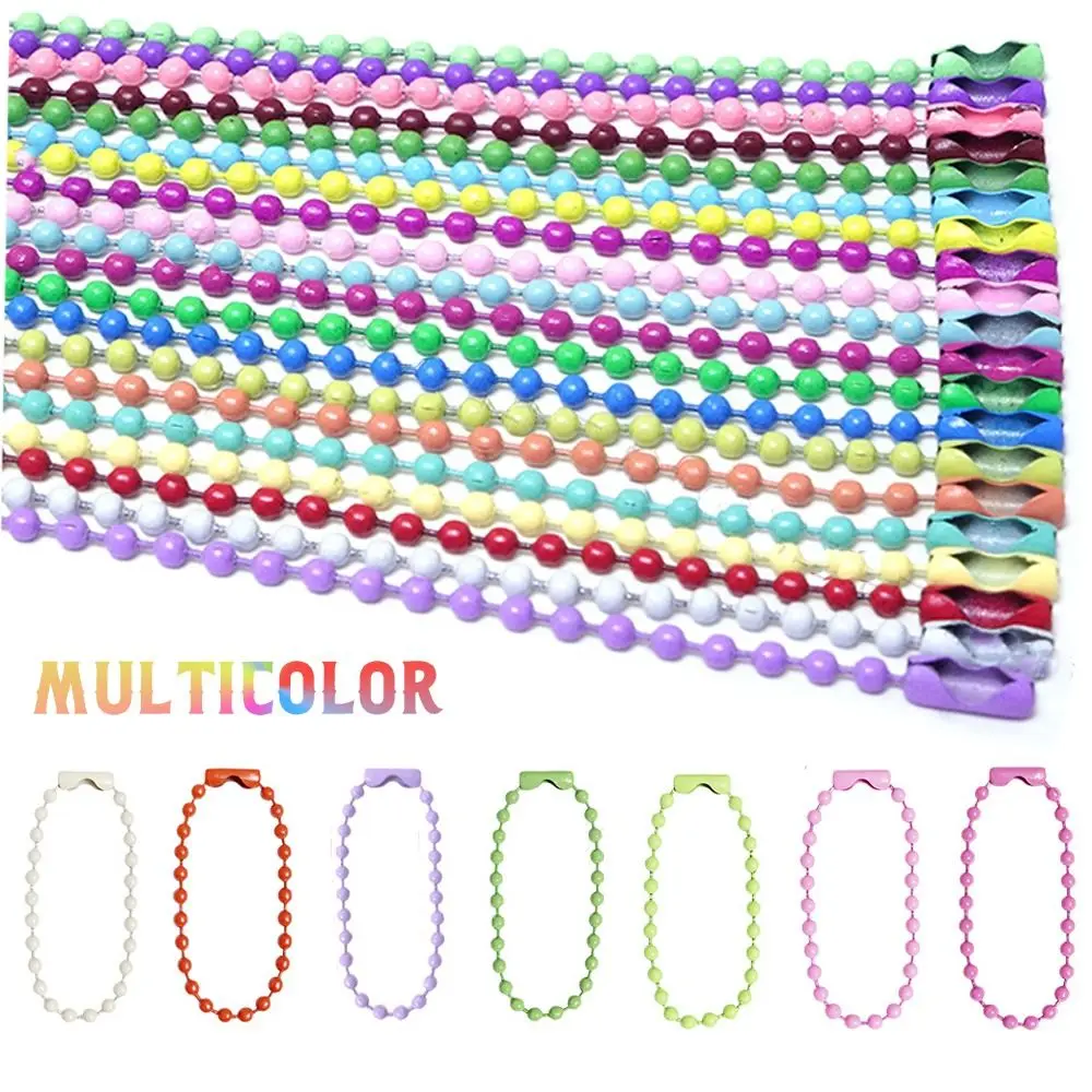 50-100PCS-Metal-Ball-Bead-Chains-Colorful-DIY-10cm-Label-Hand-Tag ...