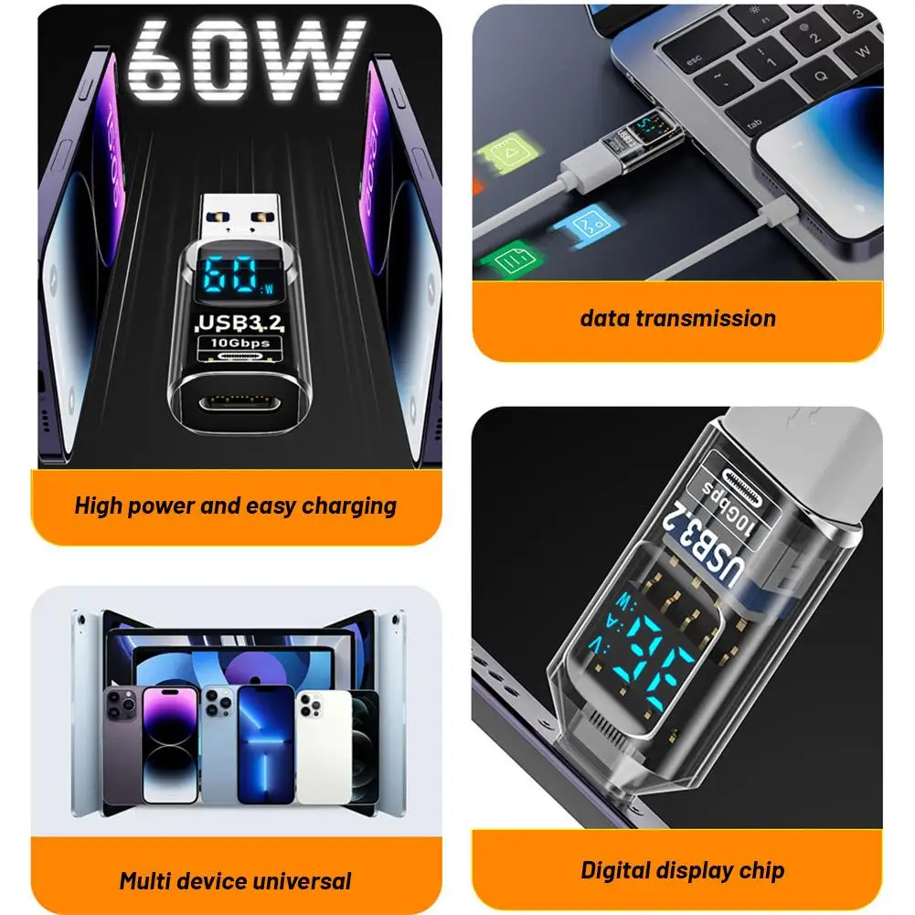 Digital-Display-USB-Type-C-OTG-Adapter-USB-3-2-10Gbps-For-Phone-Tablet ...