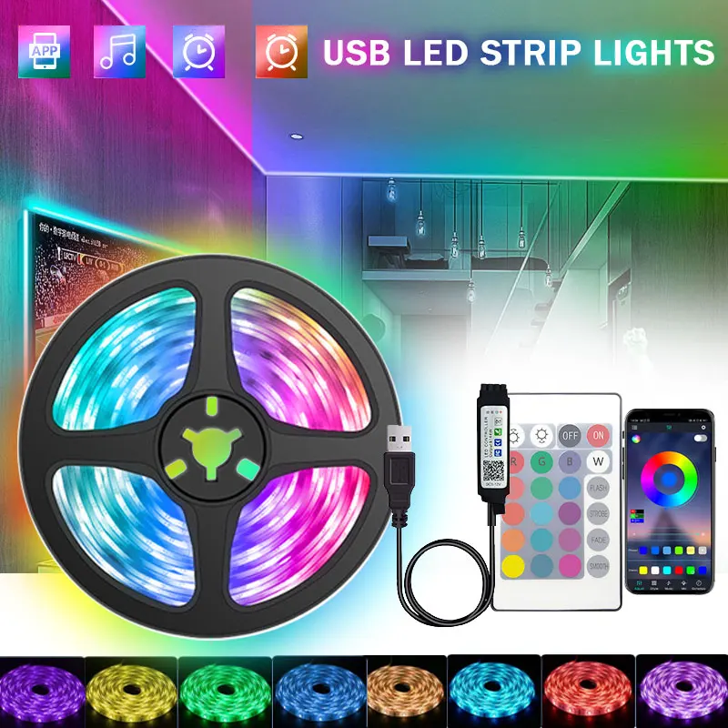 Rgb-Led-Strip-5V-Usb-Led-White-Lights-For-Room-5050-5M-Led-Band-Ribbon ...