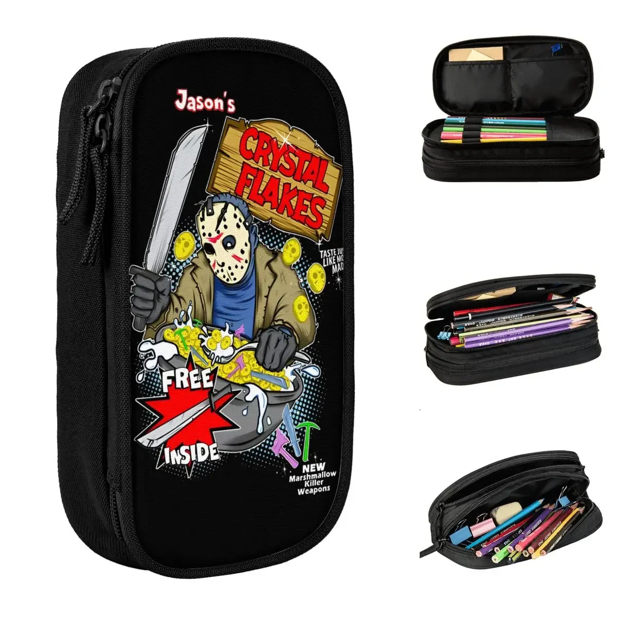 Jason Voorhees Crystal Flakes Pencil Case friday 13th Pen Pencil Bags ...