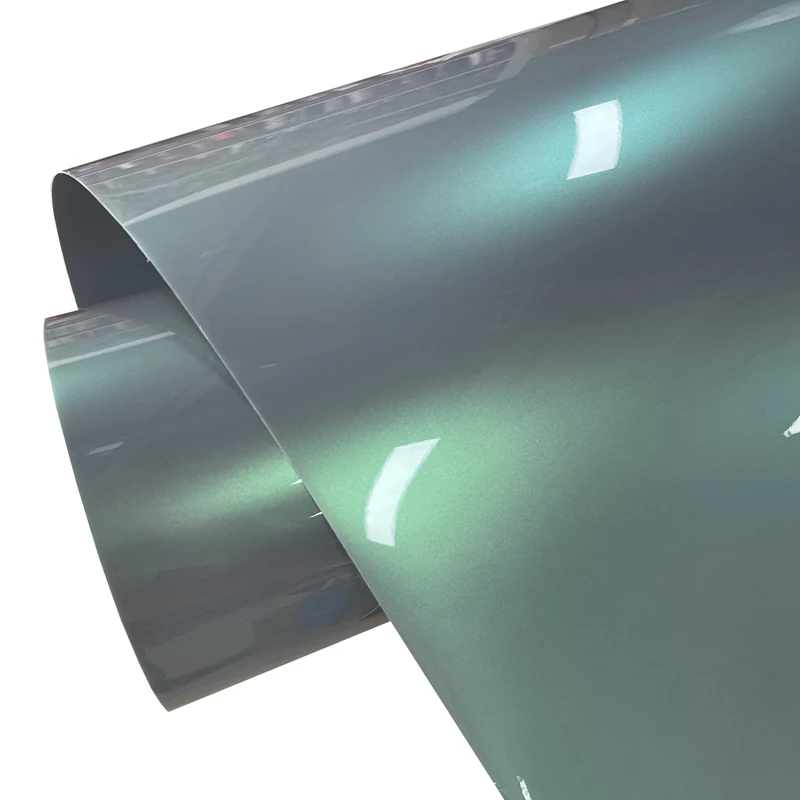 Premium PET Gloss Metallic Chameleon Vinyl Wrap Roll Grey to Green ...