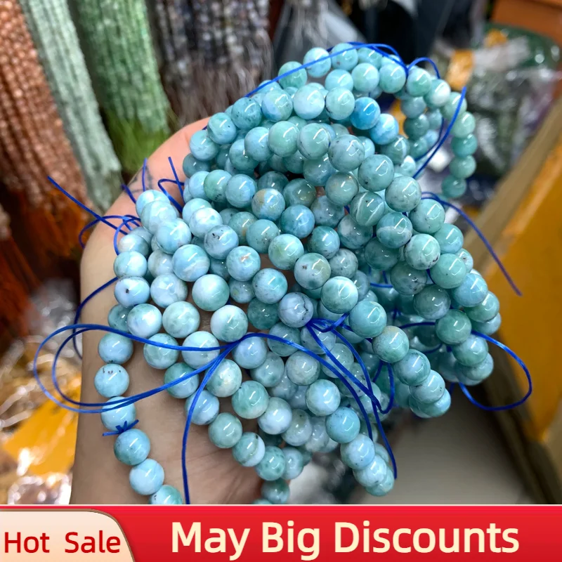 2024-Natural-Larimar-Copper-Pectolite-Beads-Charm-Bracelet-Dominicana ...