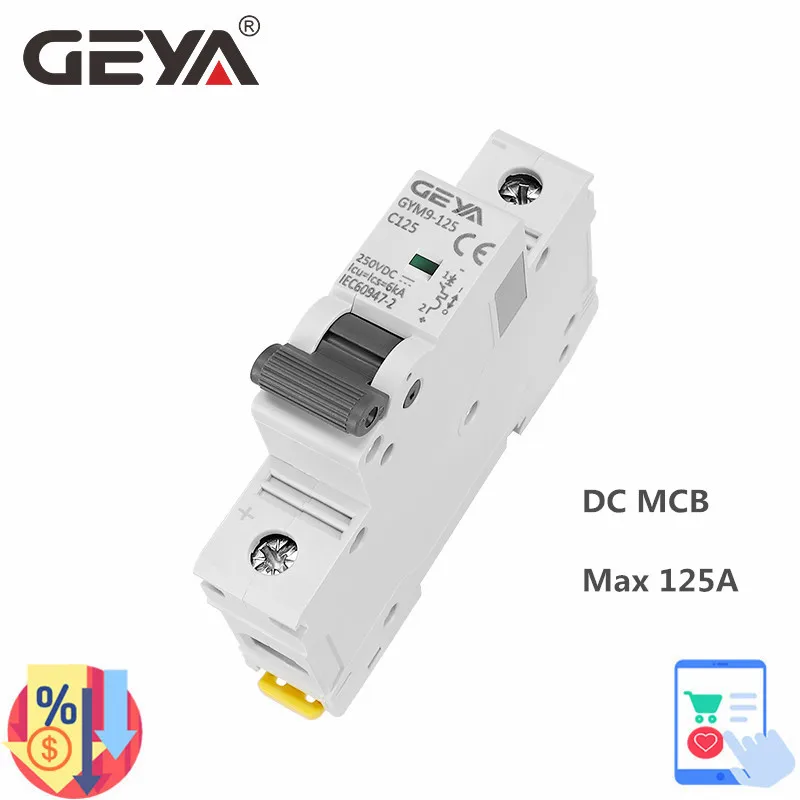 GEYA-DC-MCB-80A-100A-125A-6KA-1P-250VDC-Mini-Circuit-Breaker-Din-Rail ...