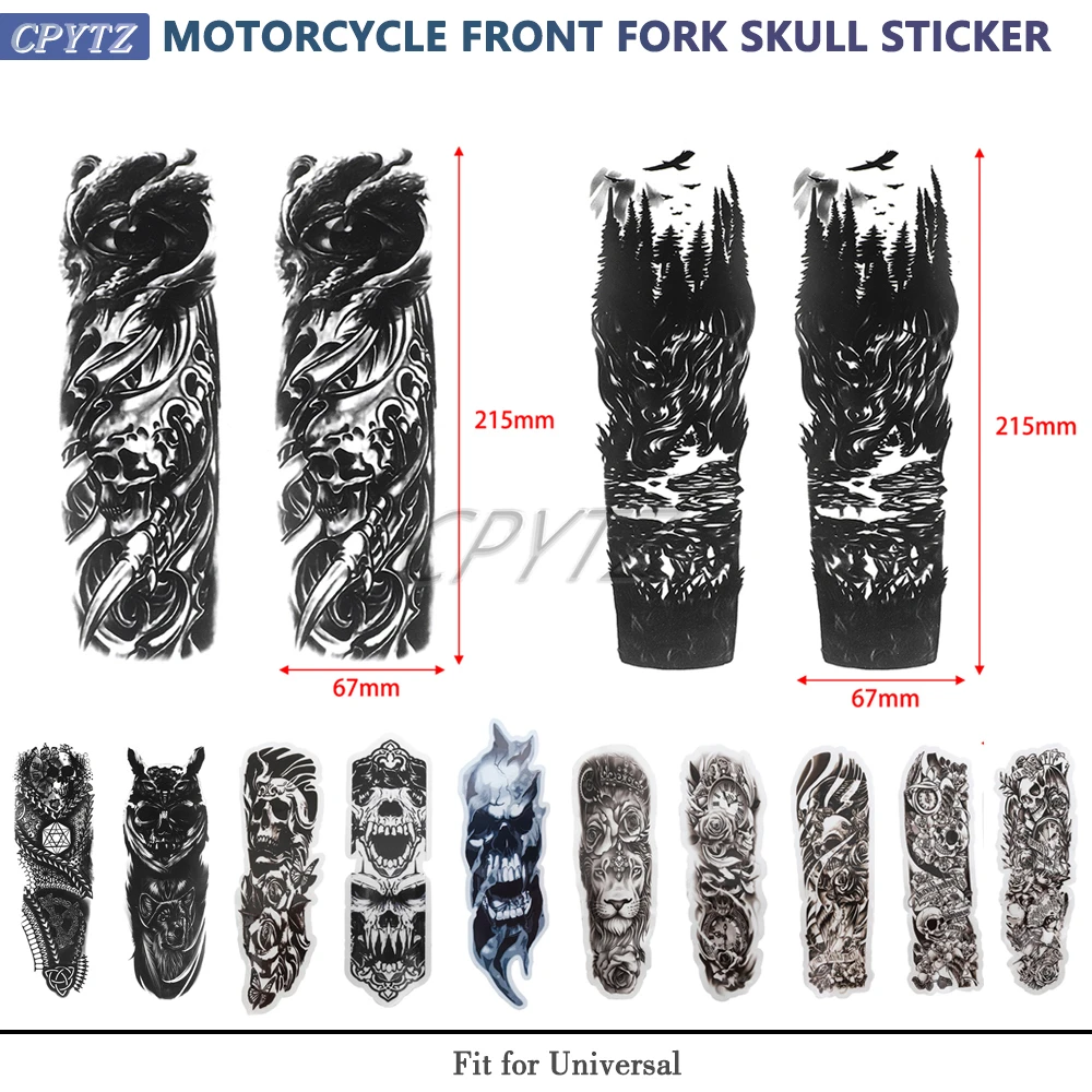 2Pcs Motorcycle Front Fork Sticker Skull Decal Decorative Universal ...