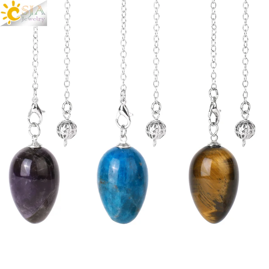 CSJA-Crystal-Pendulums-for-Dowsing-Divination-Natural-Stone-Egg-Shape-Pendant-Esoteries ...