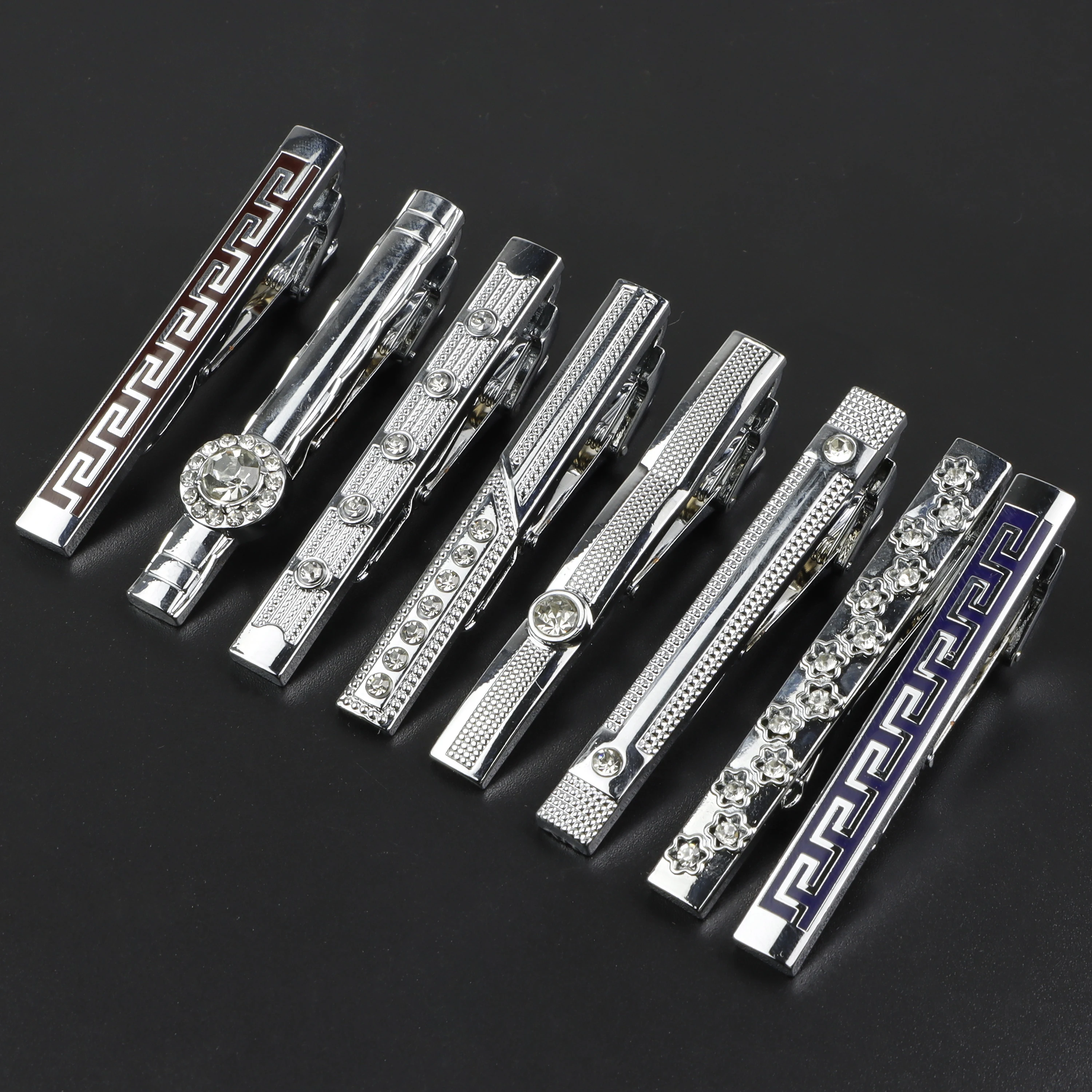 High-end Mens Simple Tie Clip Black Silvery Bright Chrome Stainless ...