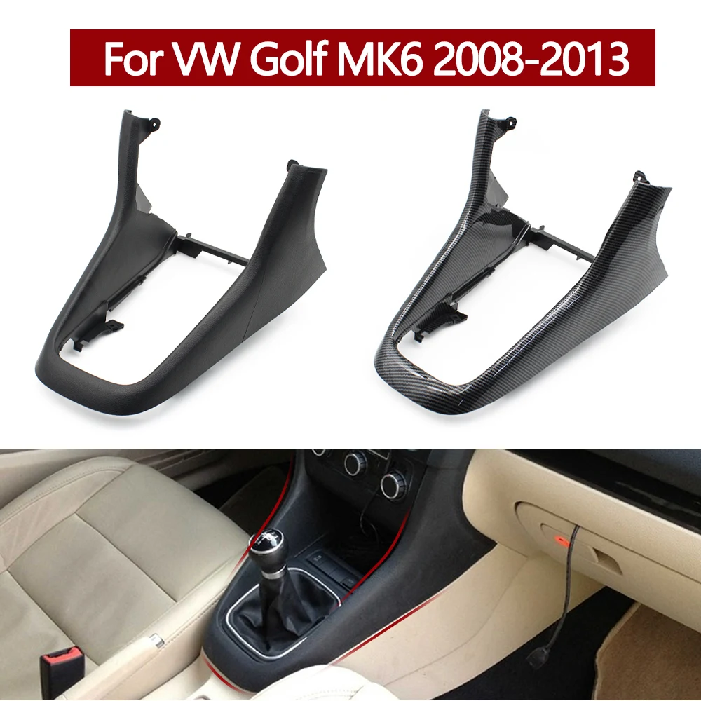 Carbon Fiber/Black Car Center Console Gear Shift Knob Frame Cap For VW ...