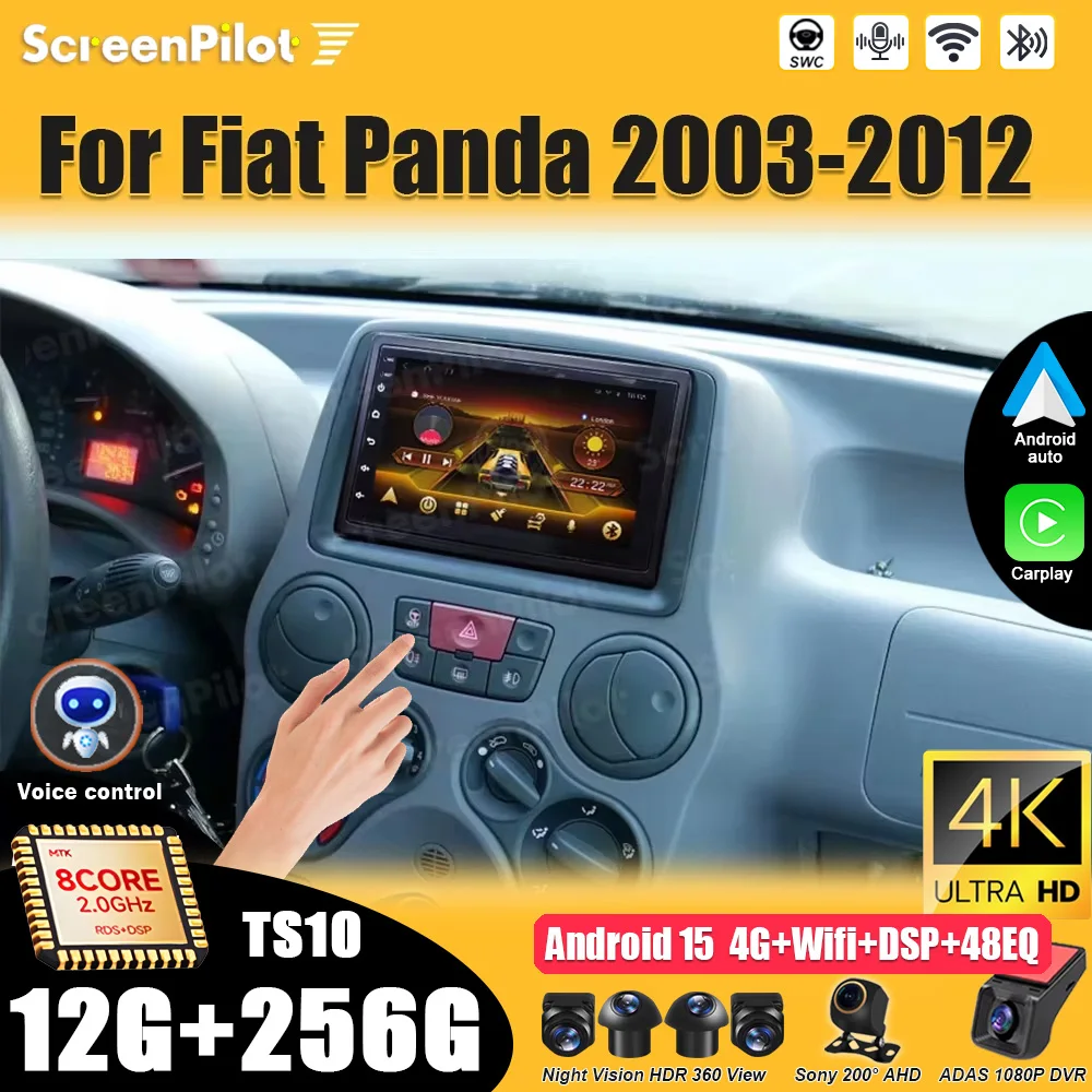 Android 15 Car Radio For Fiat Panda 2003-2012 Multimedia Video Player 2 ...